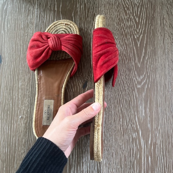 Valentino | Shoes | Valentino Red Bow Slides Size 39 | Poshmark